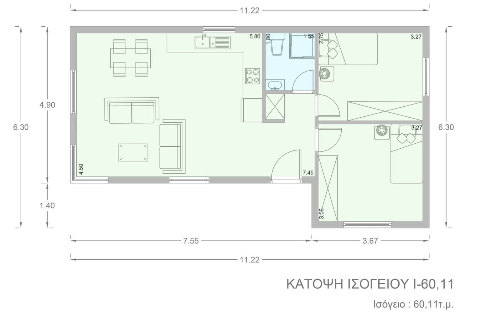 Ισόγεια Κατοικία 60 τ.μ. - Προκατασκευασμένα σπίτια | Προκατ | Ανδρουλάκης