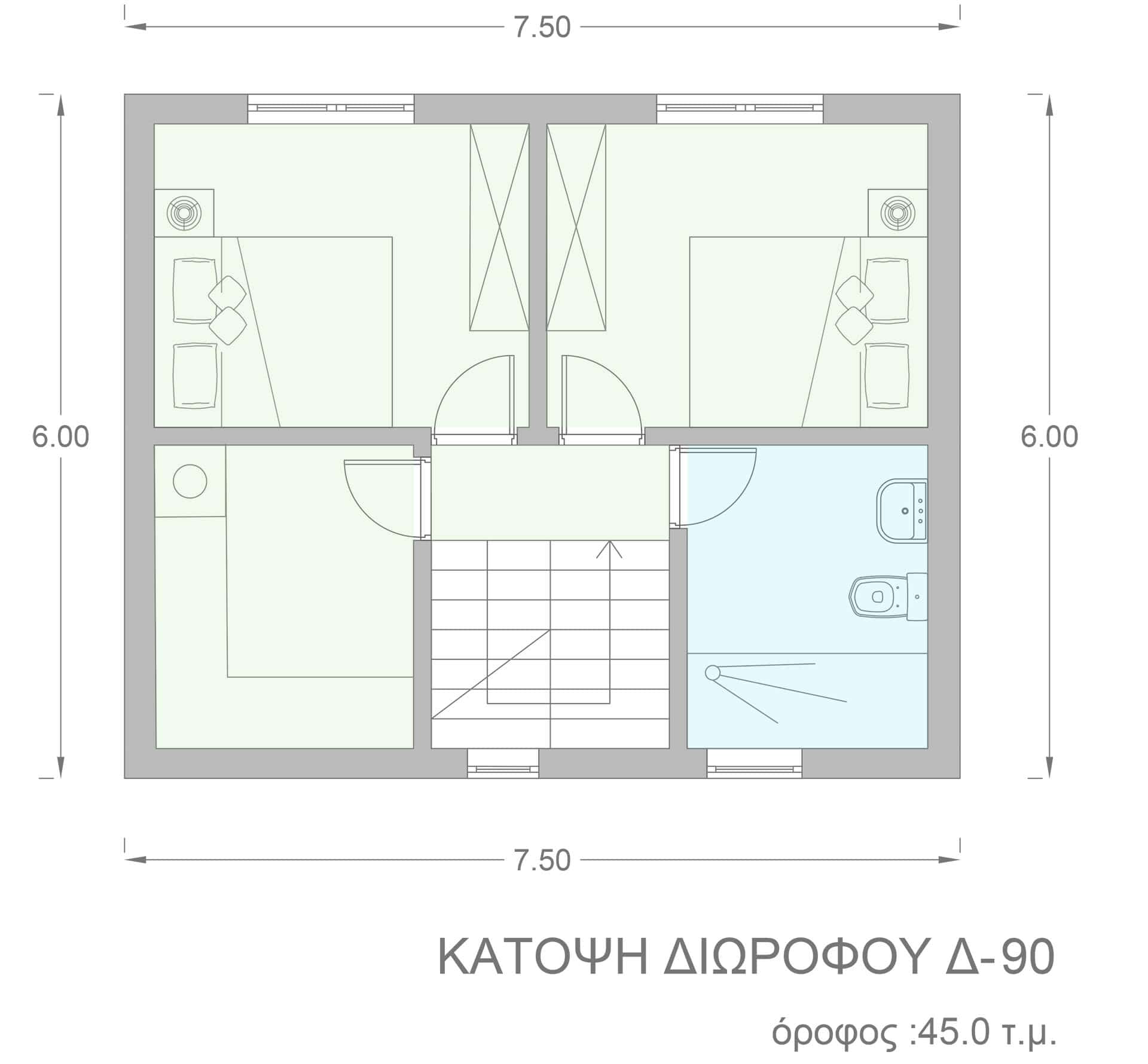 Διώροφη Κατοικία 90 τ.μ. - Προκατασκευασμένα σπίτια | Προκατ | Ανδρουλάκης