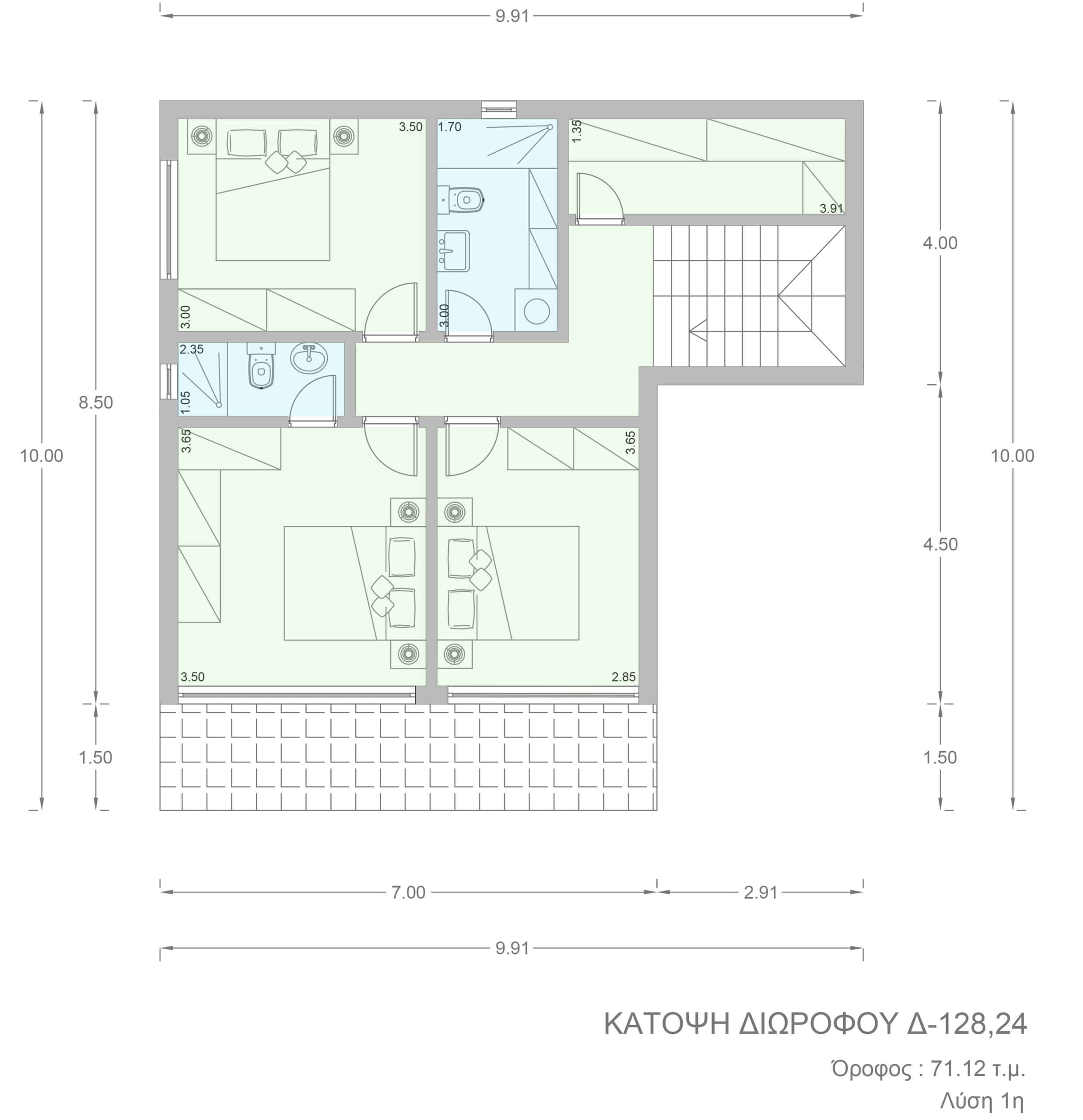 Διώροφη Κατοικία 128 τ.μ. - Προκατασκευασμένα σπίτια | Προκατ | Ανδρουλάκης