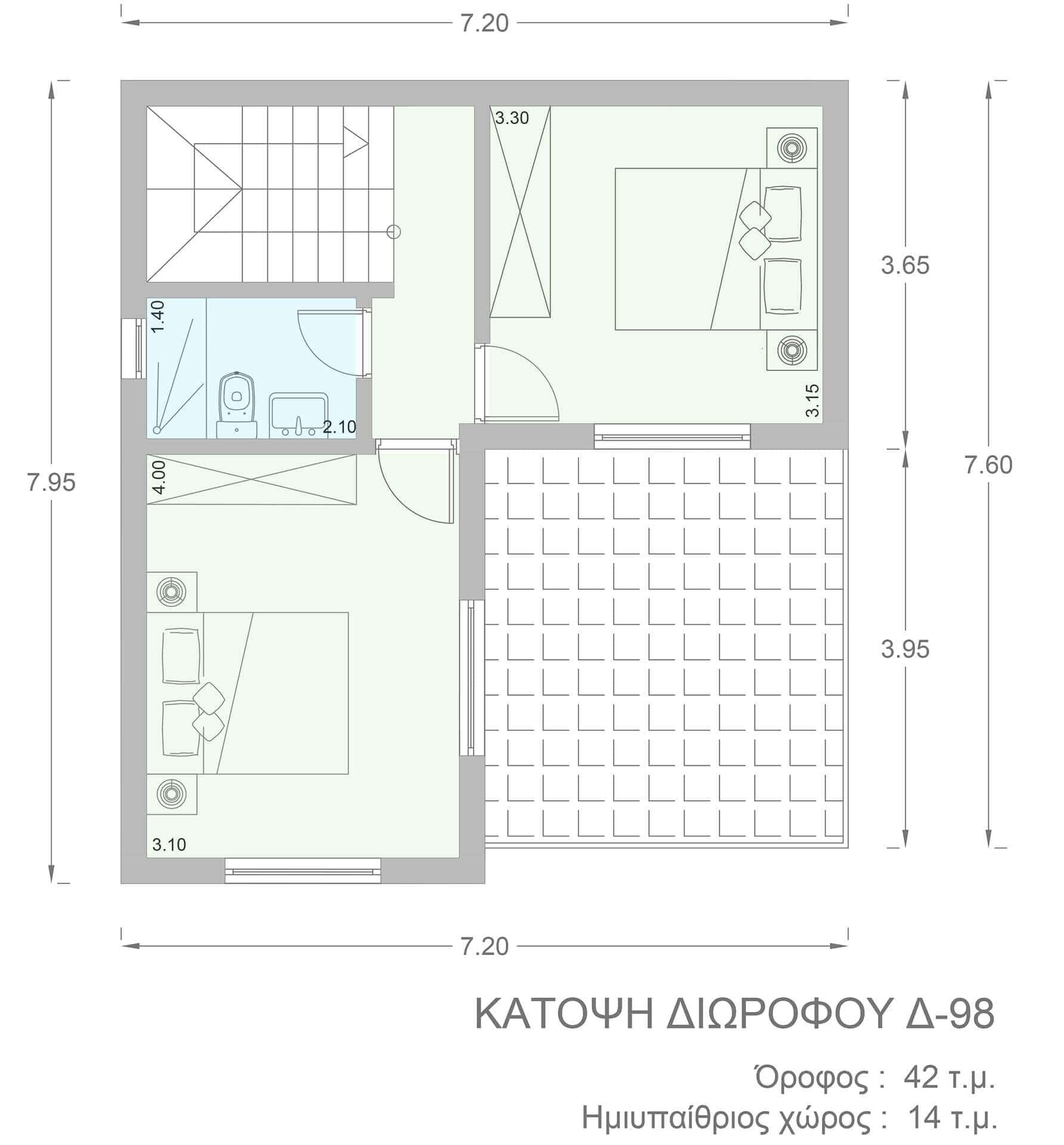 Διώροφη Κατοικία 98 τ.μ. - Προκατασκευασμένα σπίτια | Προκατ | Ανδρουλάκης