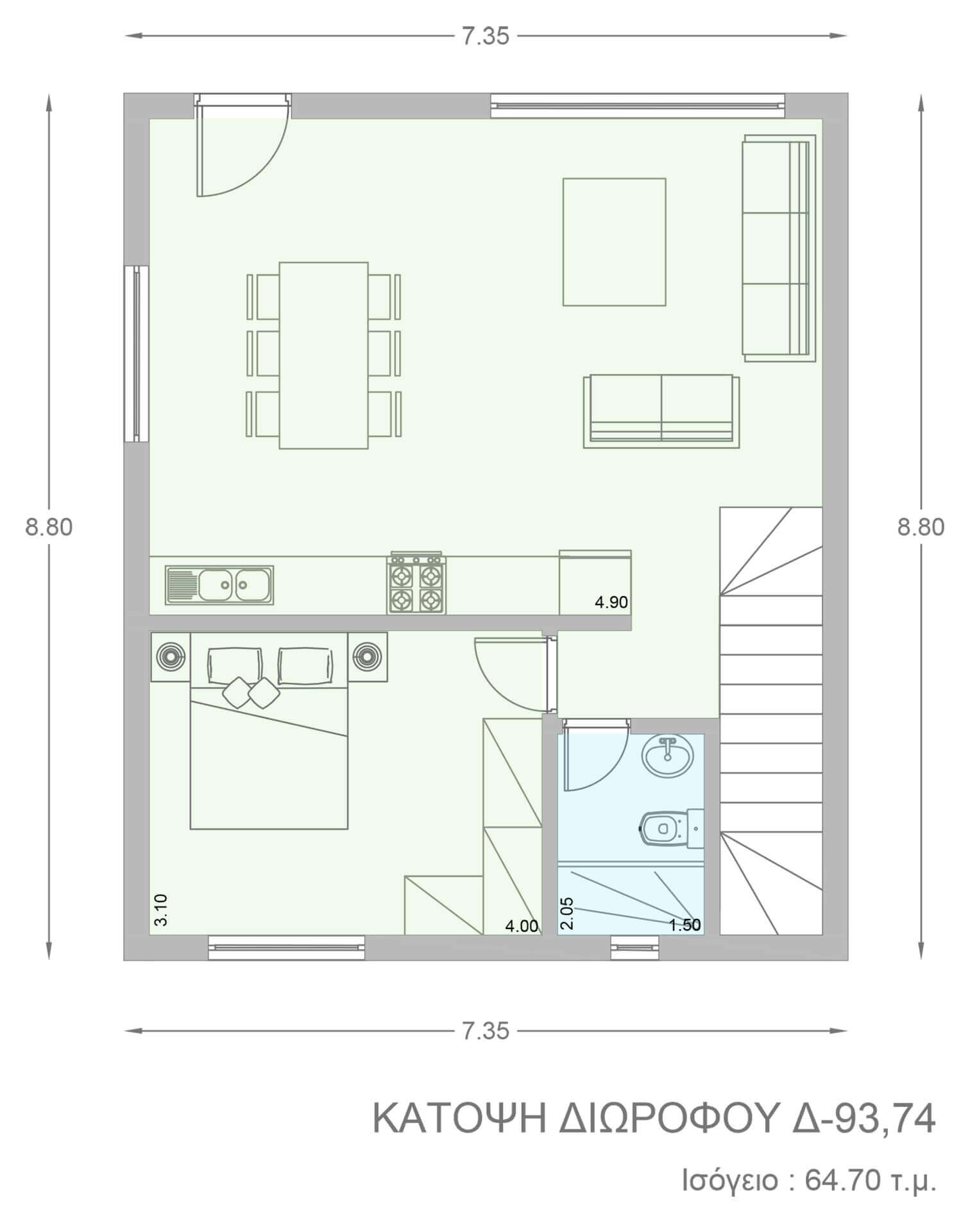 Διώροφη Κατοικία 93 τ.μ. - Προκατασκευασμένα σπίτια | Προκατ | Ανδρουλάκης